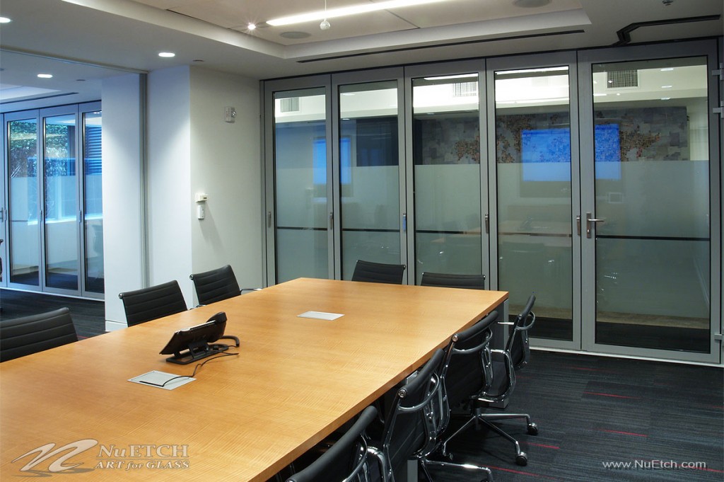 Privacy on Conference Room Glass Panels and Doors - NuEtch Art for Glass