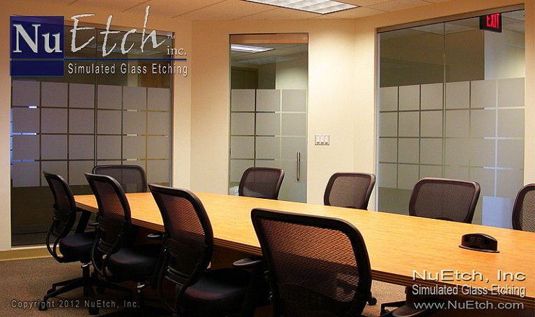 Privacy on Conference Room Glass Panels and Doors - NuEtch Art for Glass